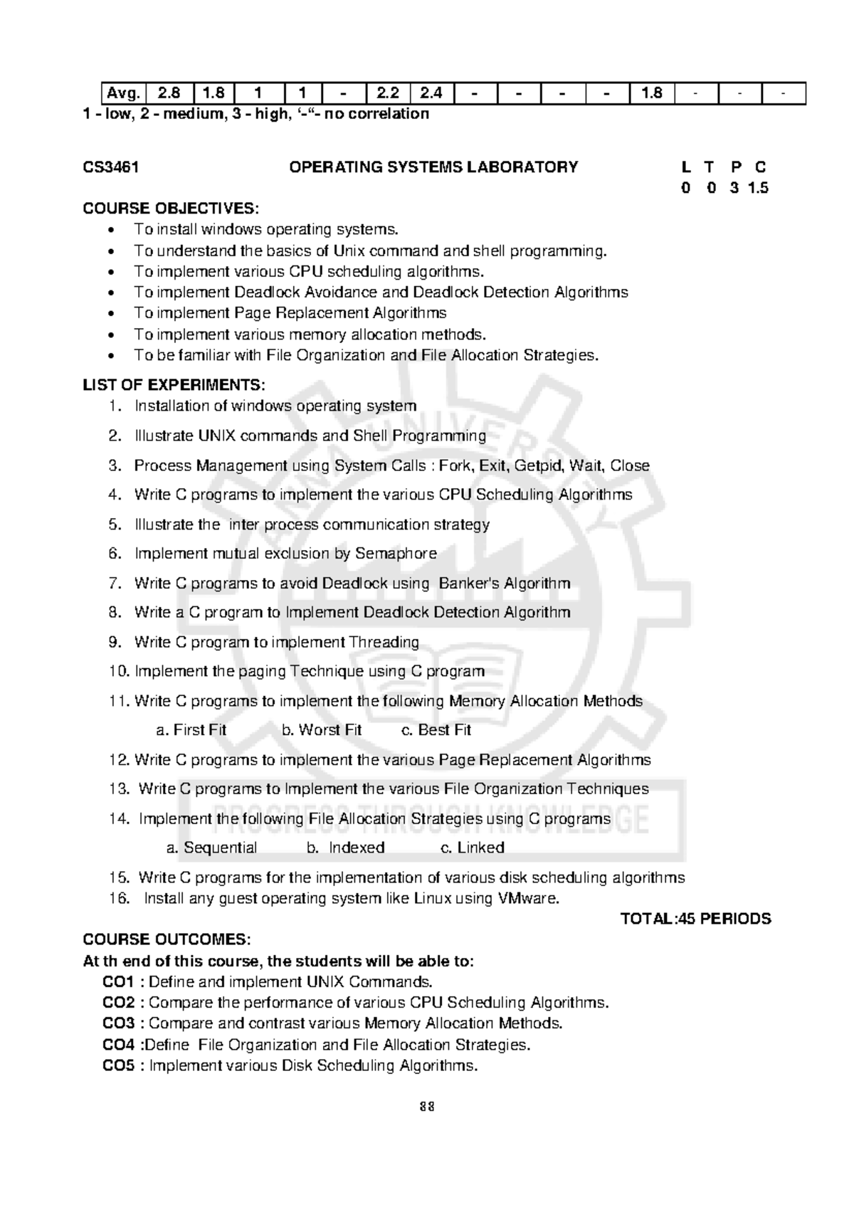 B.Tech.IT 2021-88 - CS3461 Operating Systems Lab Overview - Studocu