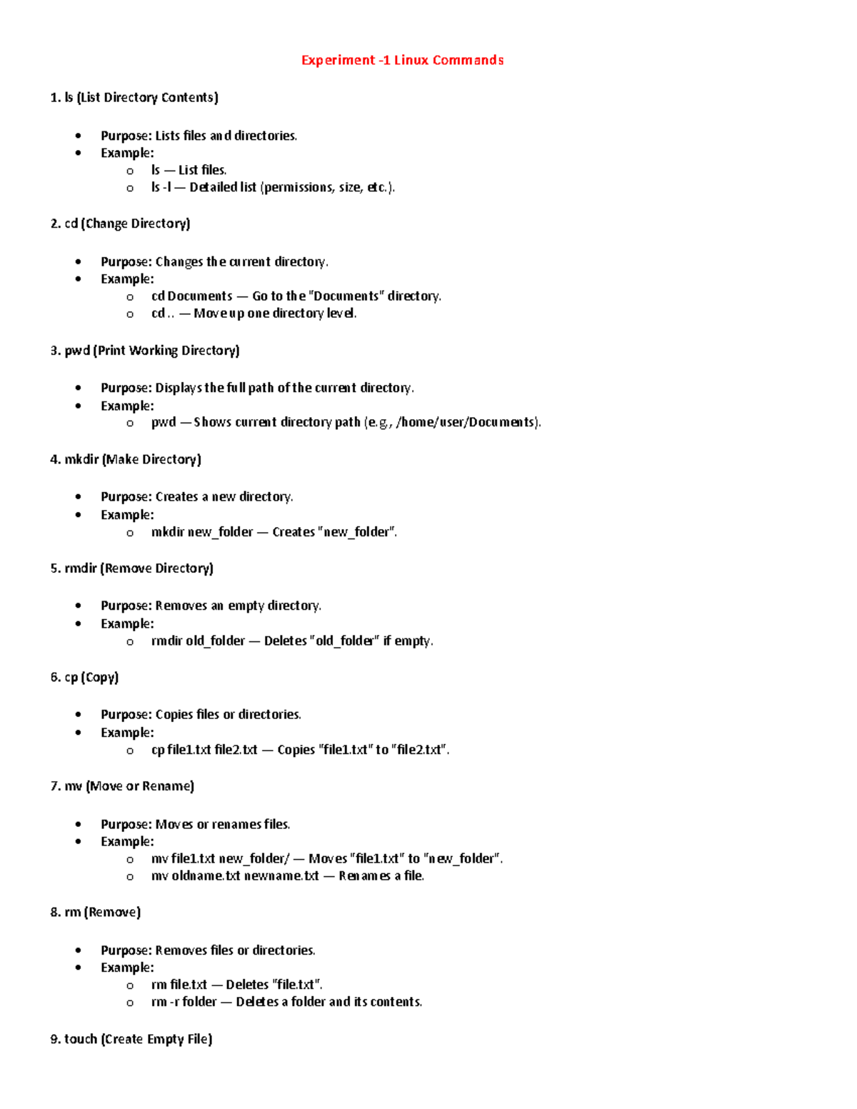 OS Practical Notes: Linux Commands & System Calls Overview - Studocu