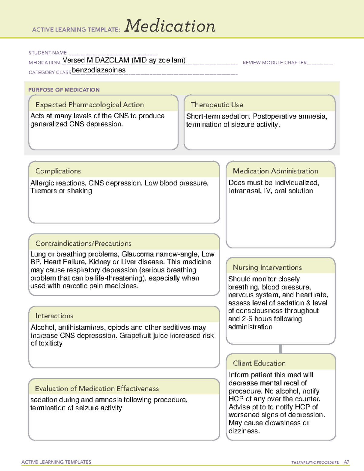 ATI Meds Template: Active Learning for Therapeutic Procedures - Studocu