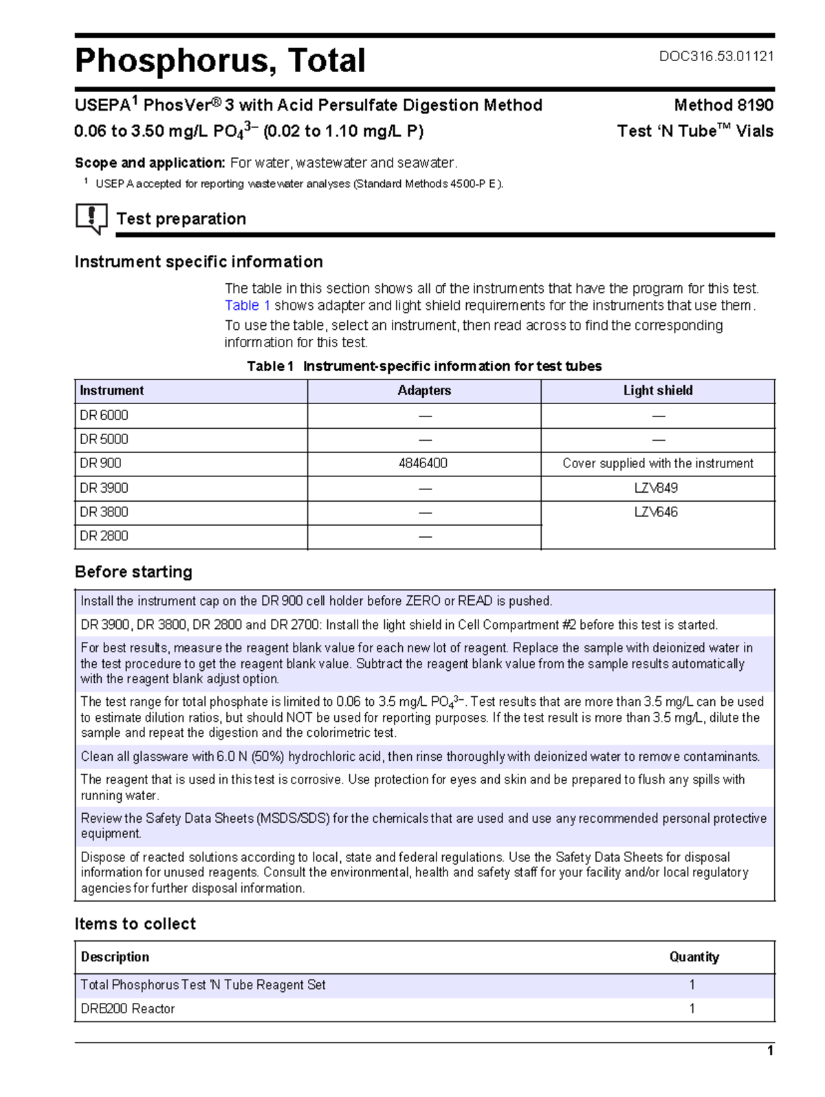 Total Phosphorus Testing Procedure using PhosVer® 3 (DOC316.53) - Studocu