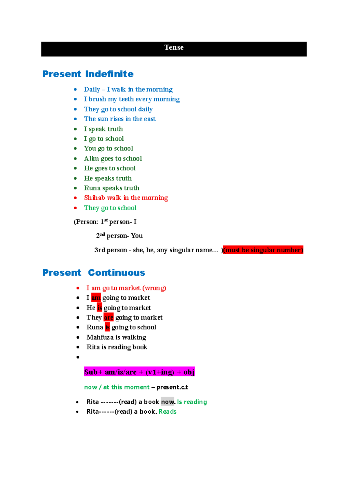 Right Form of Verb - English Grammar Notes (ENG 101) - Studocu