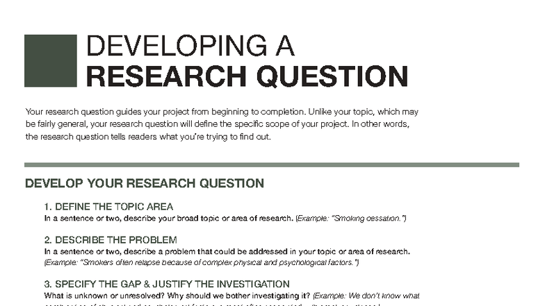 Research Question Development Guide: Steps & Tips - Studocu