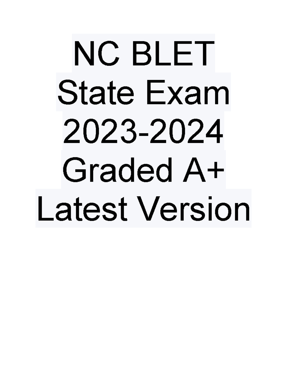 NC BLET State Exam 2023-2024 A+ Graded Study Guide and Key Concepts ...