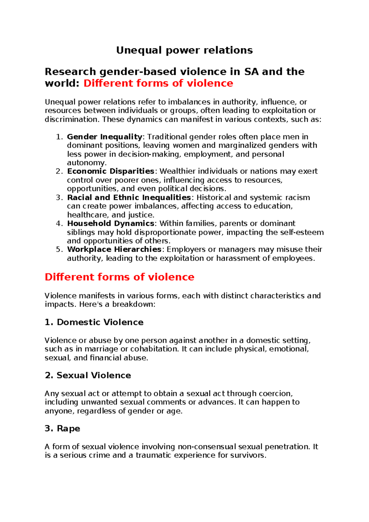 Grade 11 Term 2 Study on Unequal Power Relations and GBV Dynamics - Studocu