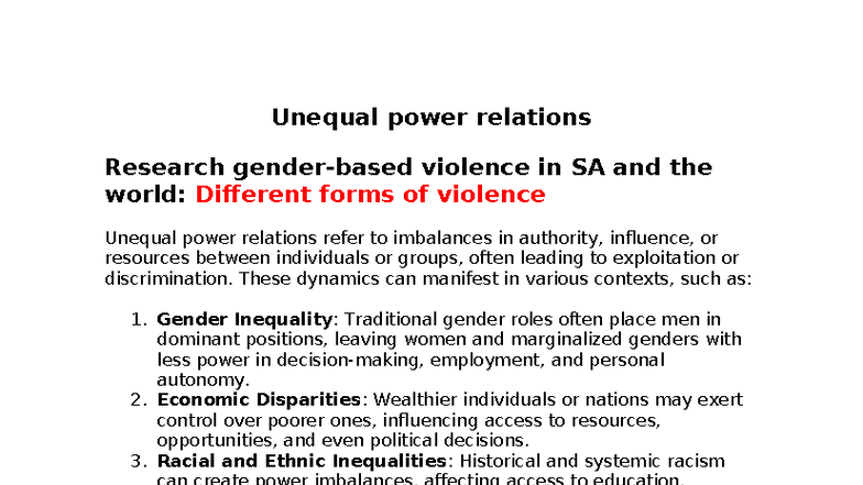 Grade 11 Term 2 Study on Unequal Power Relations and GBV Dynamics - Studocu