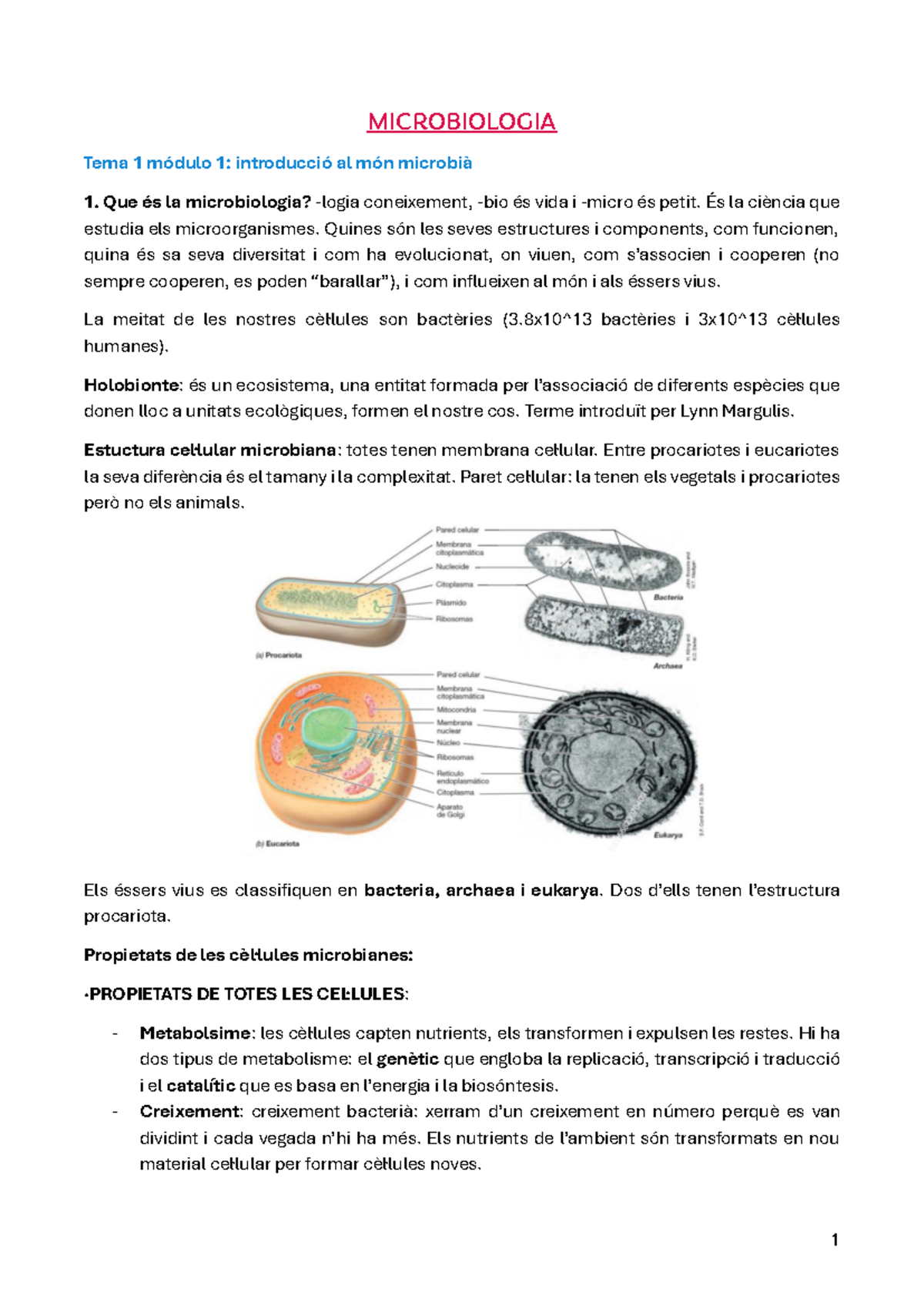 MICROBIOLOGIA Mòdul 1: Introducció al Món Microbià i Estructura Microbiana - Studocu