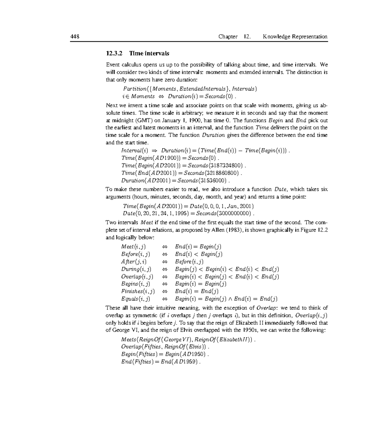 448 Chapter 12: Knowledge Representation - Time Intervals and Event ...
