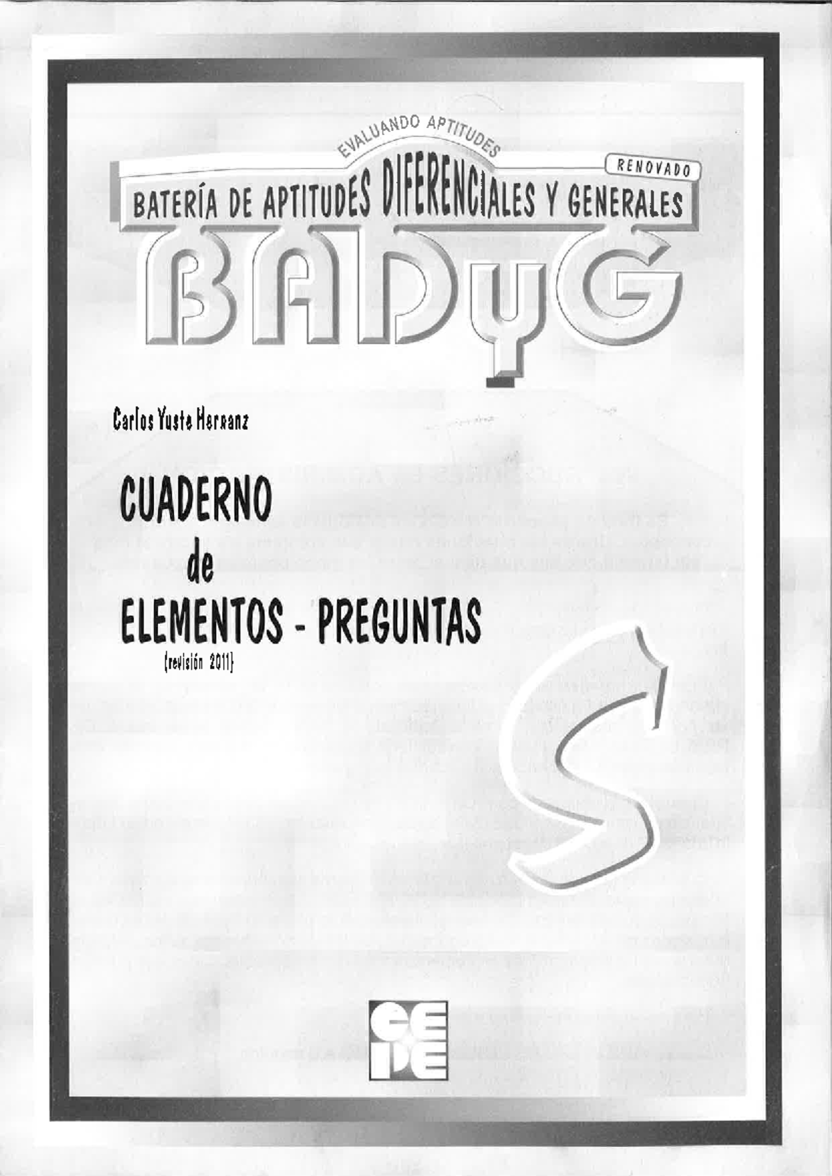 BADyG - Cuadernillo de Aplicación para el Test de Aptitudes - Studocu