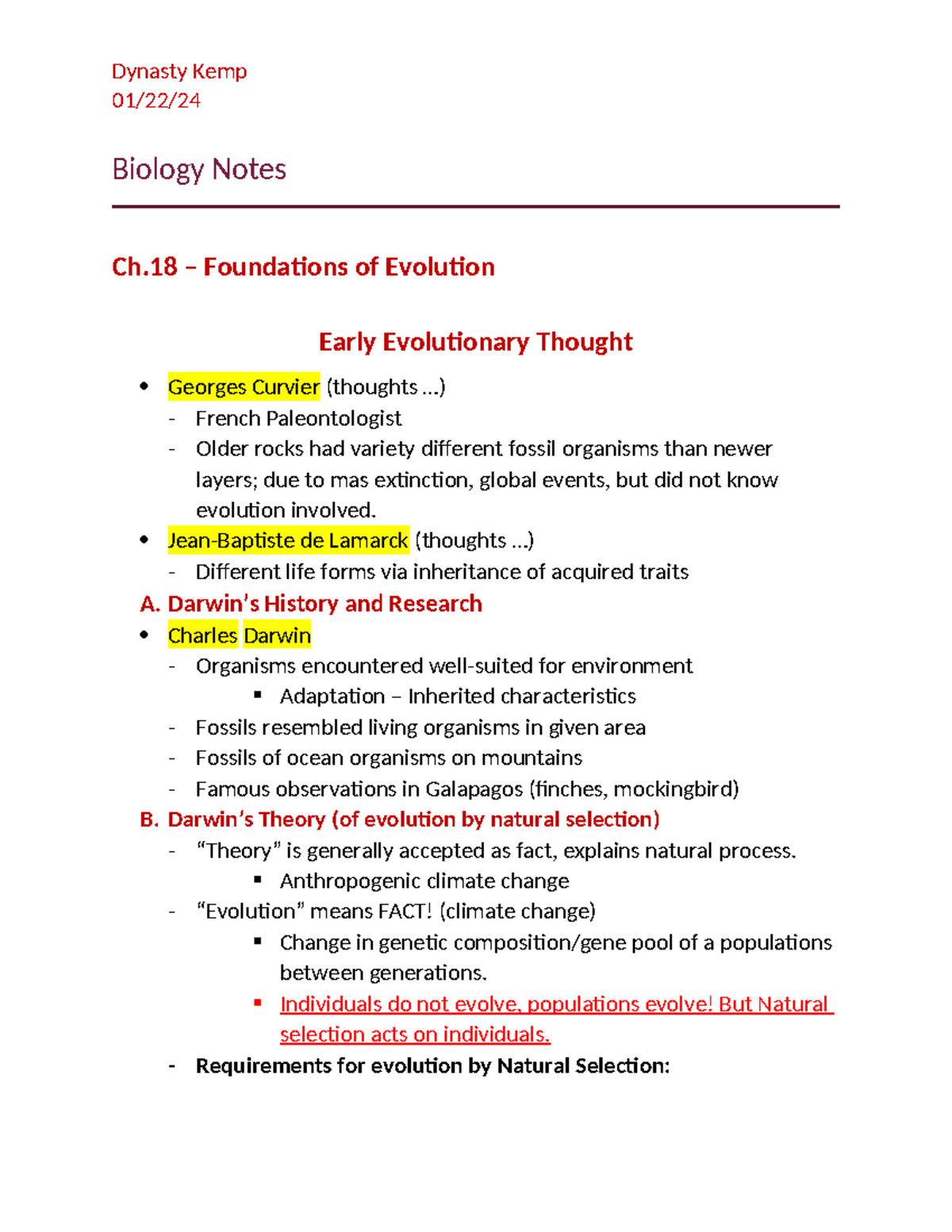 Biology Exam Notes: Ch. 18-20 on Evolution, Speciation & NS - Studocu