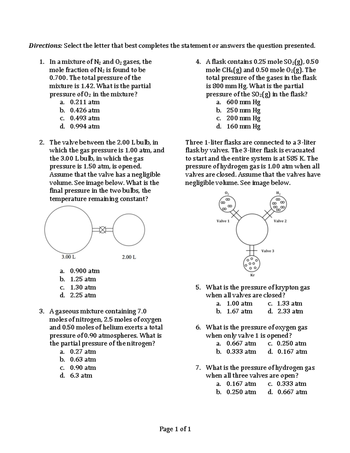 Partial Pressure Quiz MC Questions and Answers - Studocu