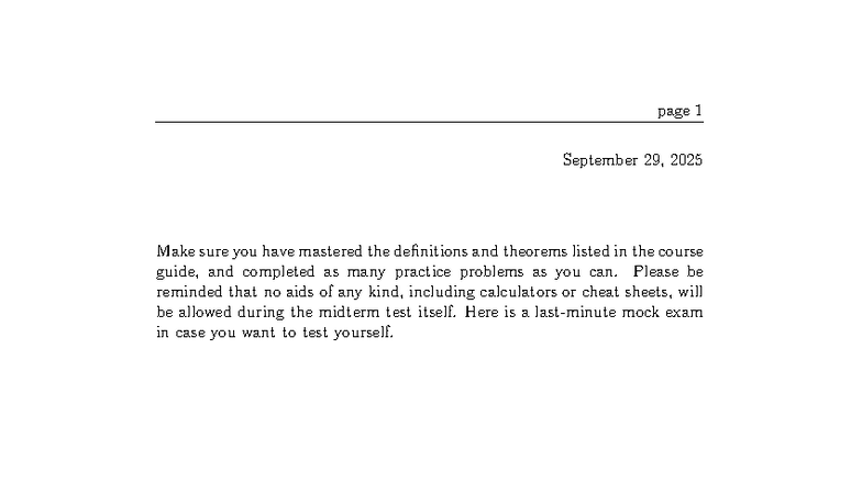 MATH 1310 A Fall 2025: Last-Minute Exam Tips & Mock Exam - Studocu