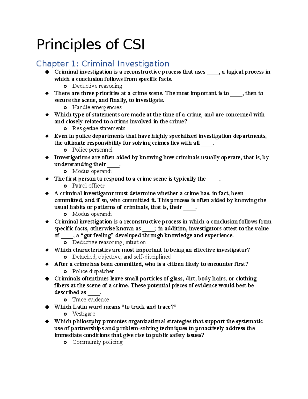 Principles of CSI Final pt1 - Principles of CSI Chapter 1: Criminal ...