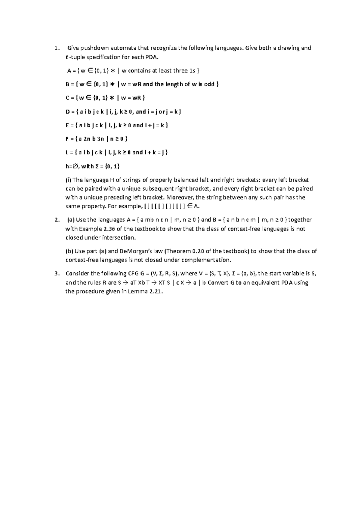 PDA Worksheet-1 - Languages and Context-Free Properties - Studocu