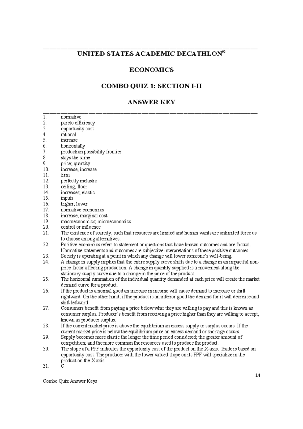 UNITED STATES ACADEMIC ECONOMICS COMBO QUIZ ANSWER KEYS - Studocu