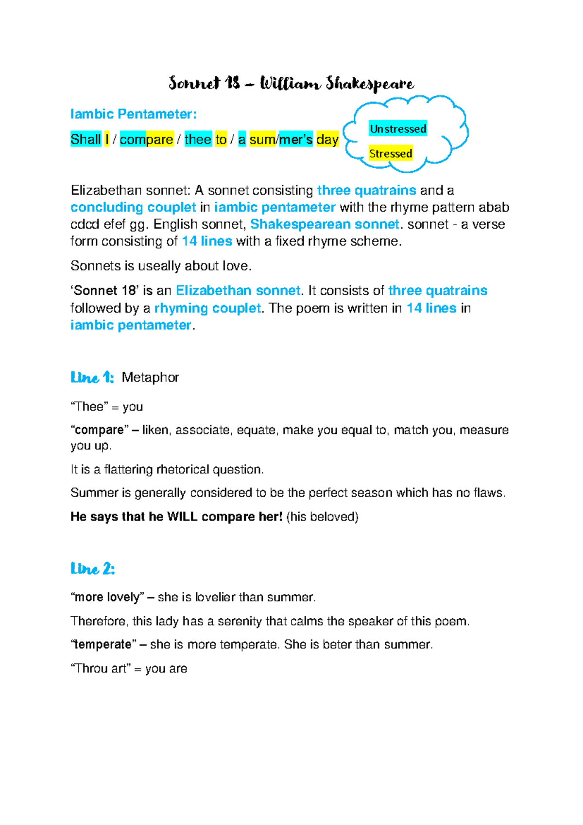 Sonnet 18 - poem by William Shakespeare summary - Sonnet 18 – William ...