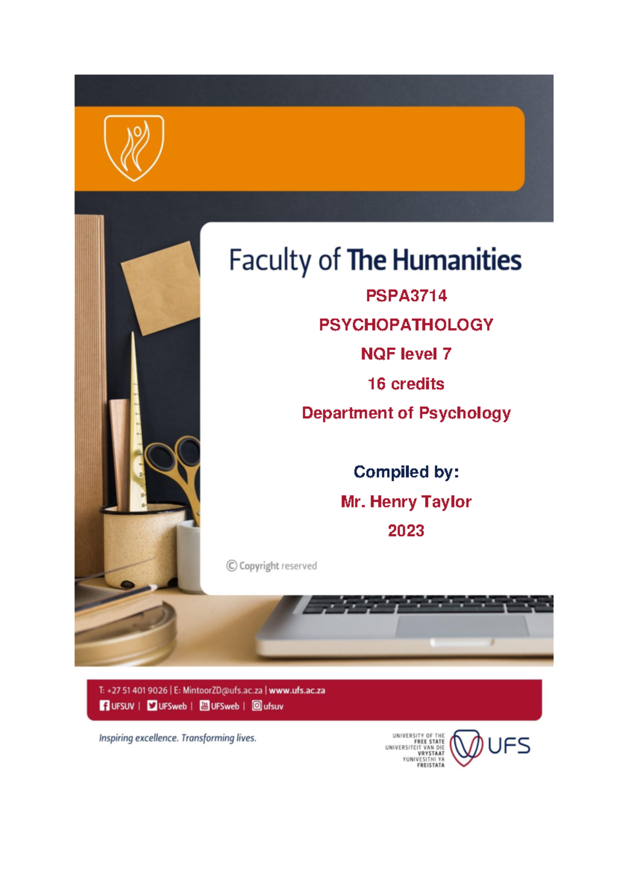 PSPA3714 Psychopathology Study Guide 2023: Final Exam Prep - Studocu