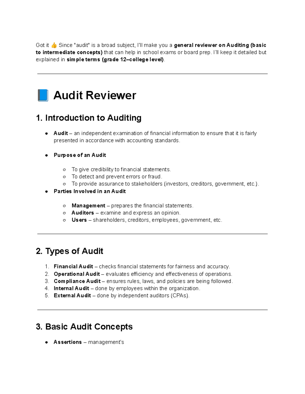COST 101: Comprehensive Audit Reviewer for Exams and Board Prep - Studocu