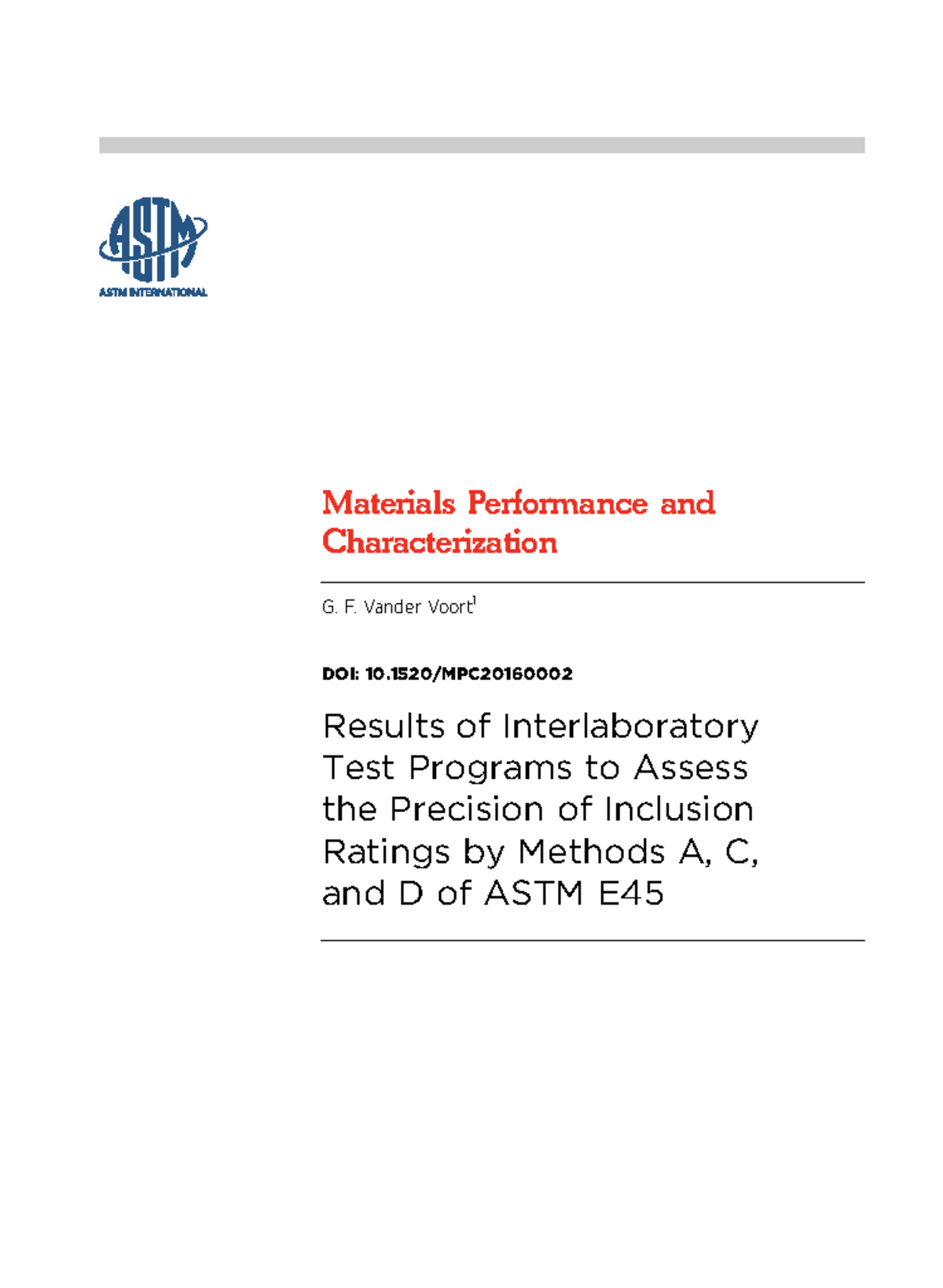 Interlaboratory Test Results on Inclusion Ratings Methods A, C, D ...