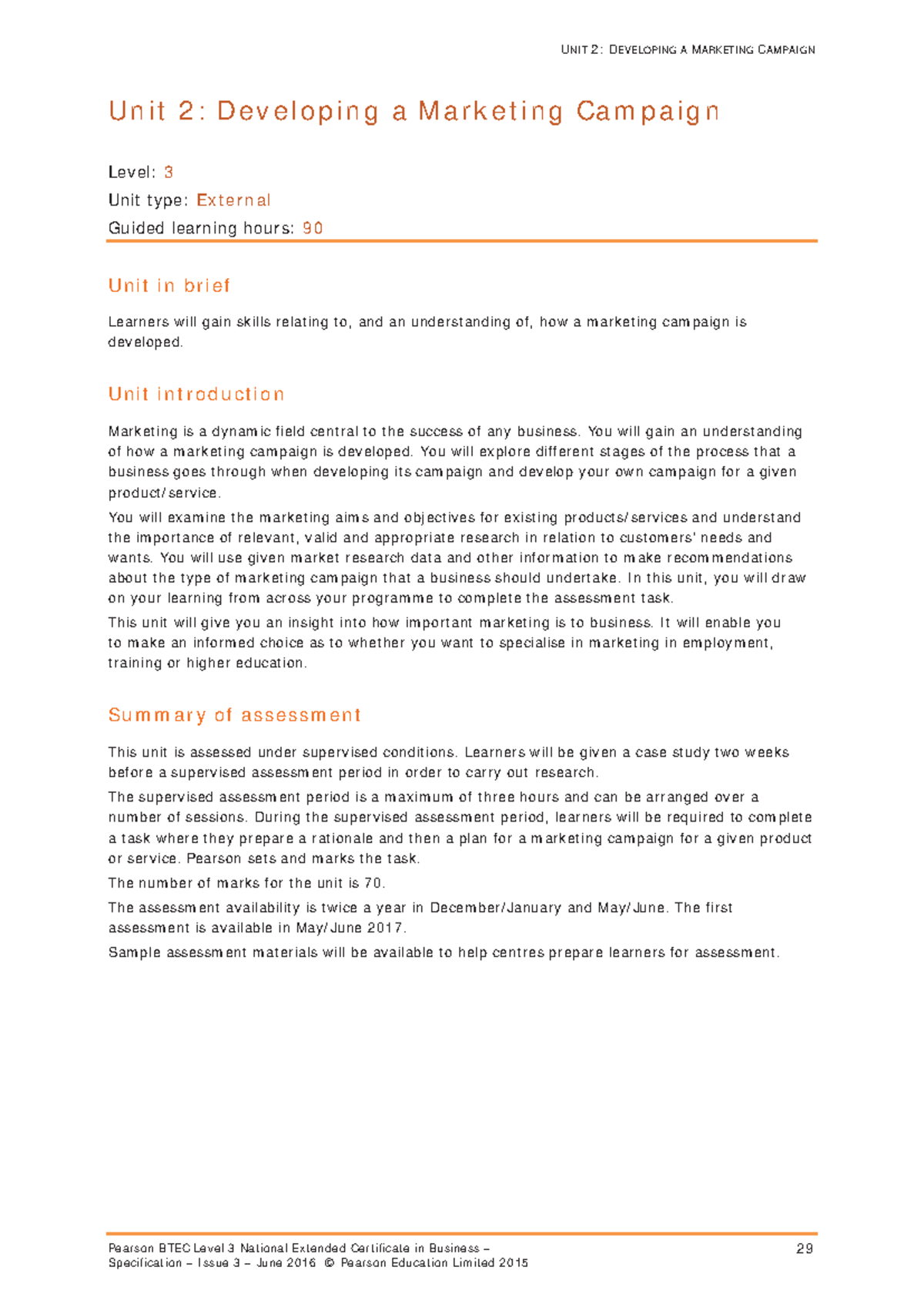 Unit 2 Marketing Campaign Development Notes - BTEC Level 3 Business ...