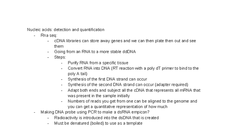 Nucleic Acids: Detection & Quantification in RNA-Seq Techniques - Studocu