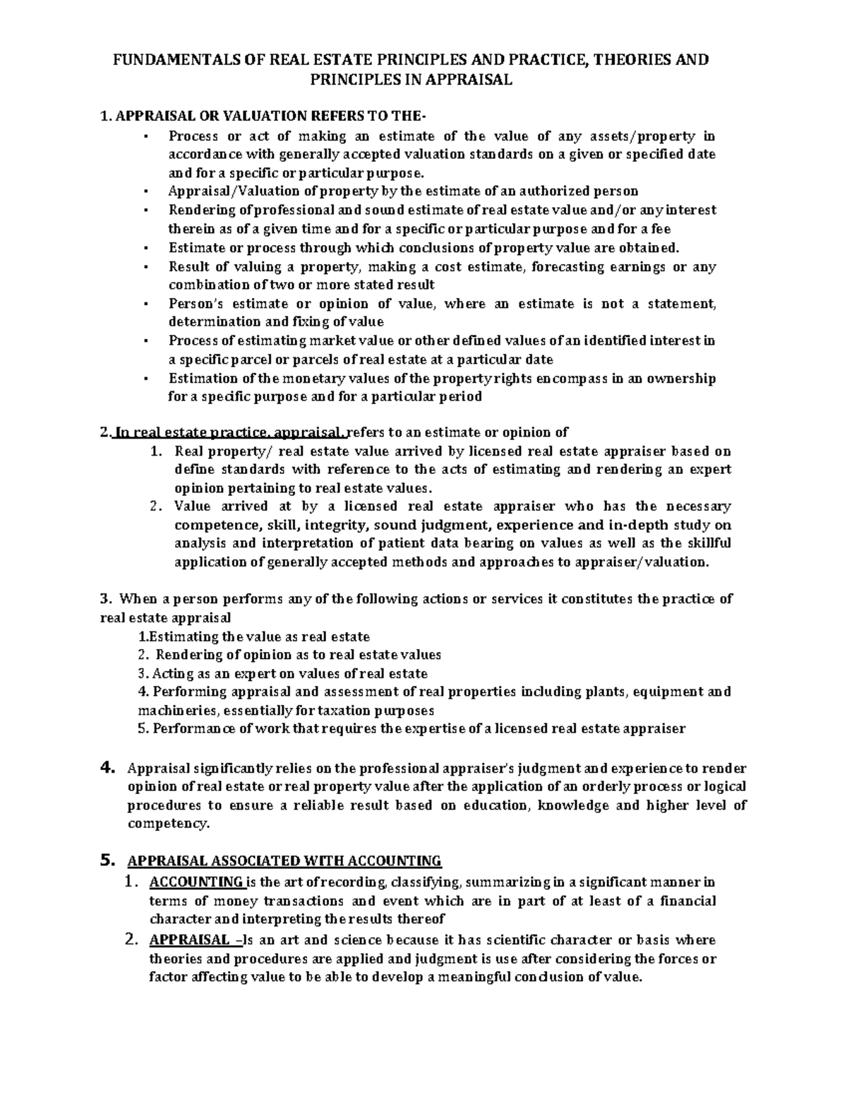 FUNDAMENTALS OF REAL ESTATE PRINCIPLES AND PRACTICE: APPRAISAL THEORIES ...