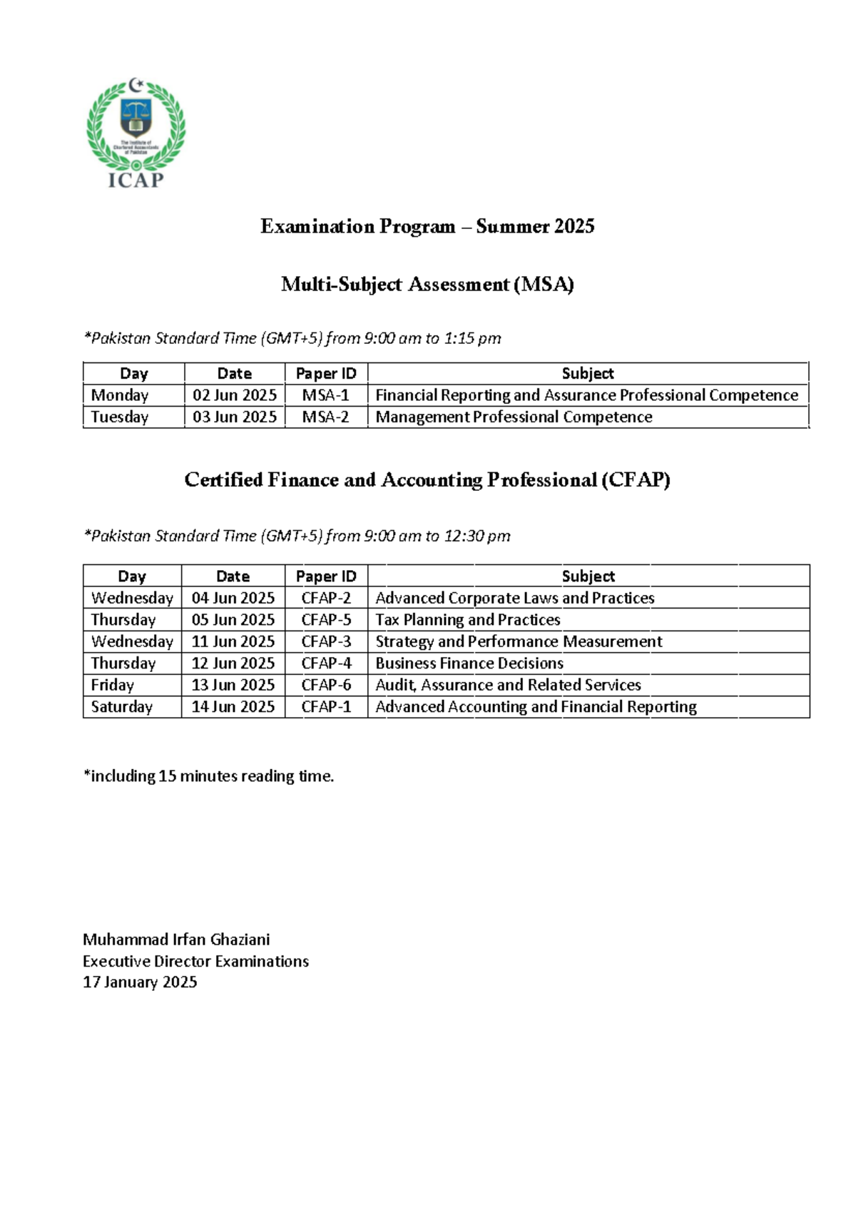 Exam Program Summer 2025 (MSA) - Assessment Schedule and Details - Studocu