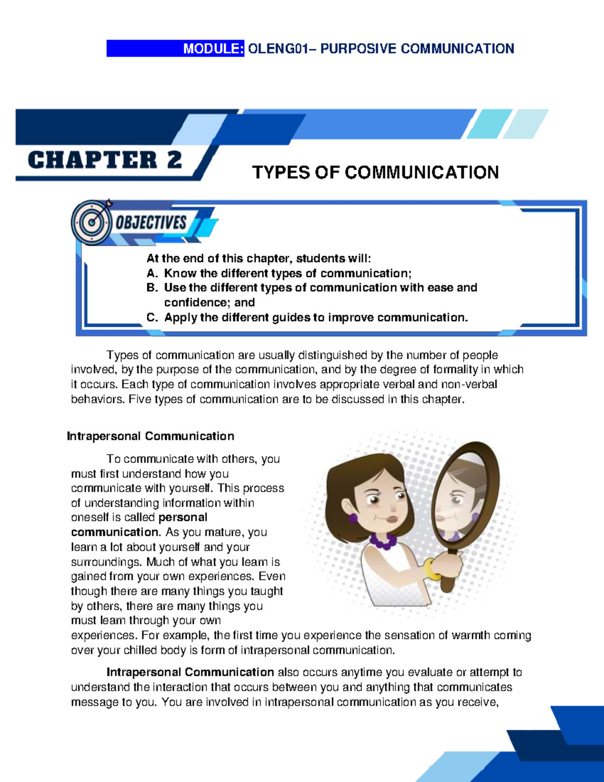 Chapter 2: Understanding Communication Types and Their Roles - Studocu