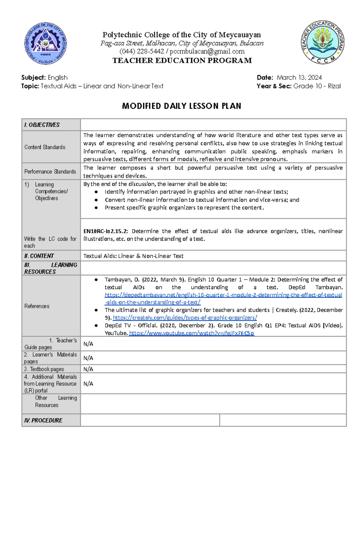 Linearnonlinear - It is a lesson plan for Linear and Non-Linear text ...