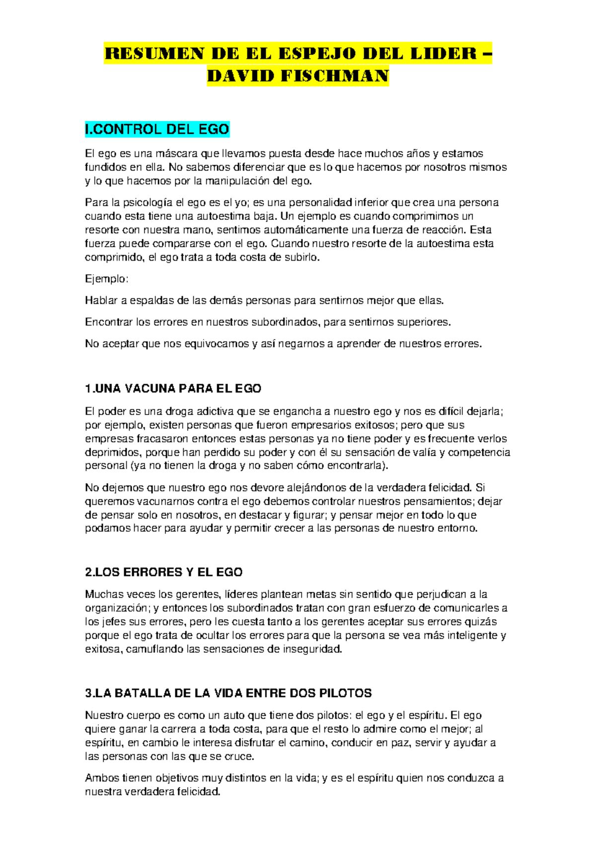 Control del Ego y Responsabilidad: Resumen de El Espejo del Líder ...