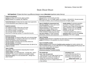 Stata Cheatsheet - STATA Basic commands TYPES OF VARIABLES Categorical variable: variables can ...