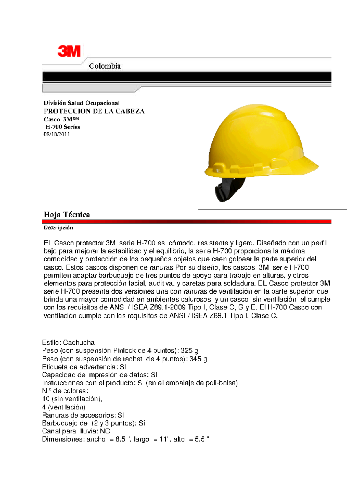 Guía Técnica del Casco 3M H-700: Protección de la Cabeza - Studocu