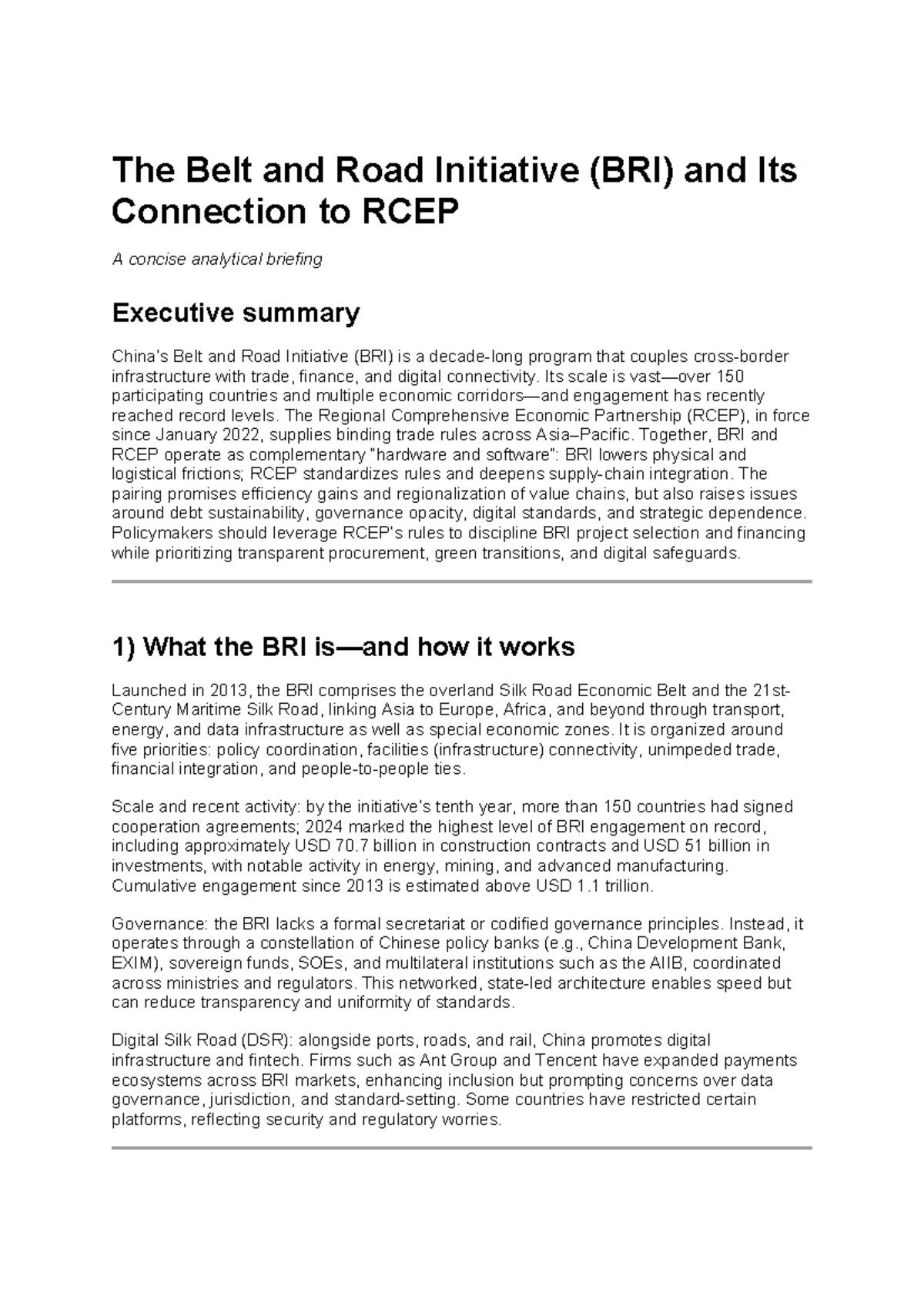 BRI & RCEP: An Analytical Overview of Economic Integration and Risks ...