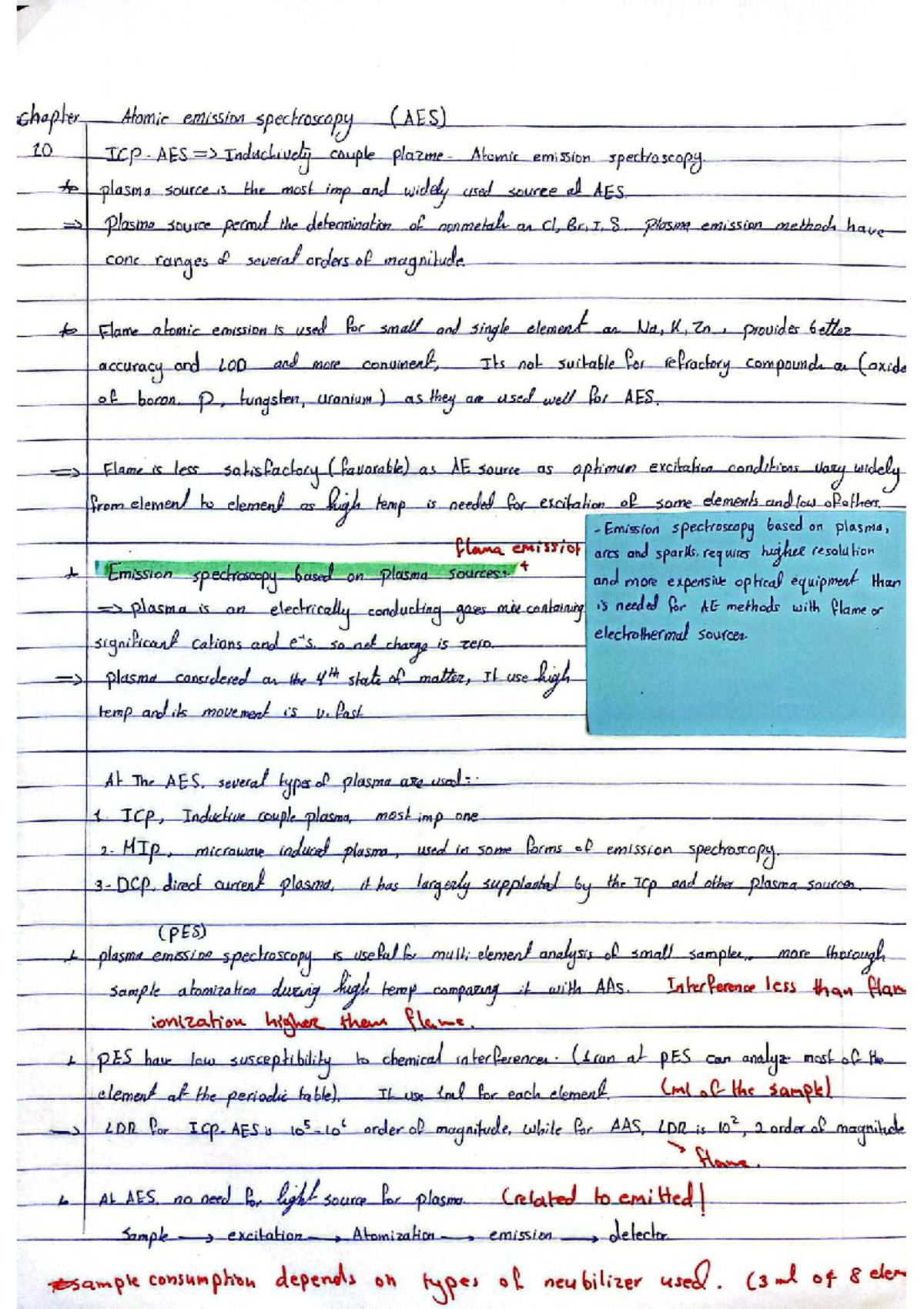 Final Exam Notes - Atomic Emission Spectroscopy (AES) 10 ICP - Studocu