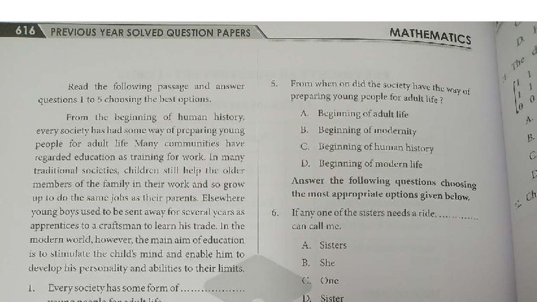 616 PREVIOUS YEAR SOLVED QUESTION PAPERS MATHEMATICS - Studocu
