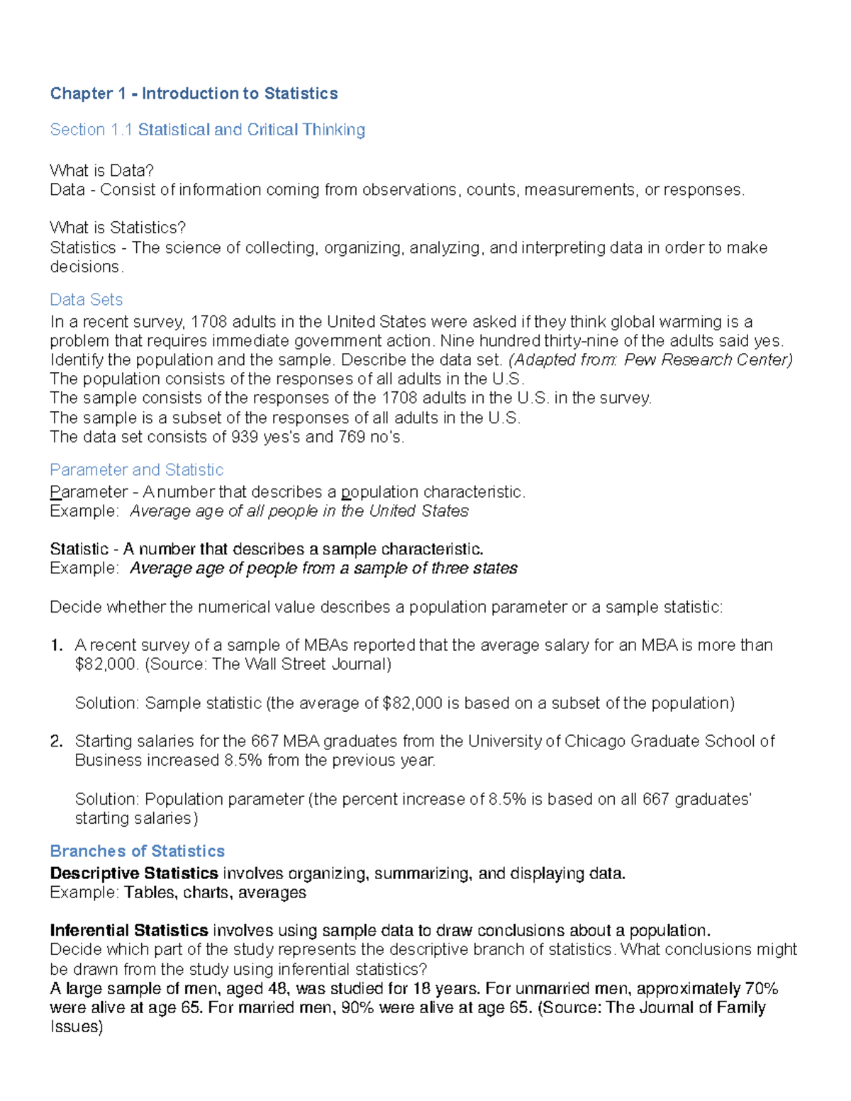Stats 101: Module 1 Summary Notes on Data and Statistical Analysis ...