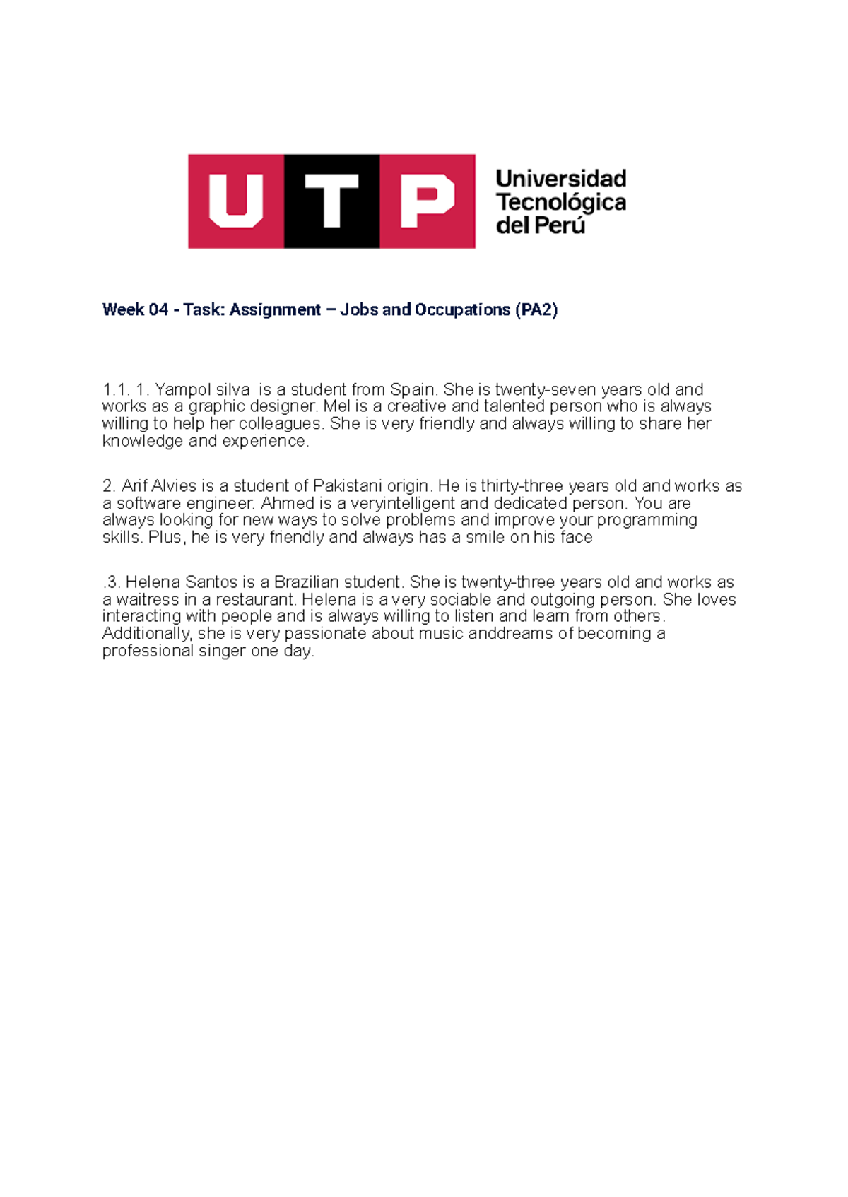 Week 04 Task: Assignment on Jobs and Occupations (PA2) - Studocu