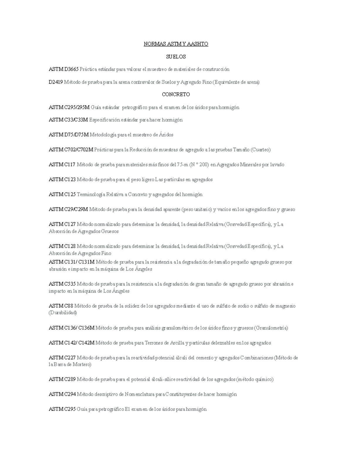 Normas ASTM y AASHTO para Materiales de Construcción - 23 PDF - Studocu