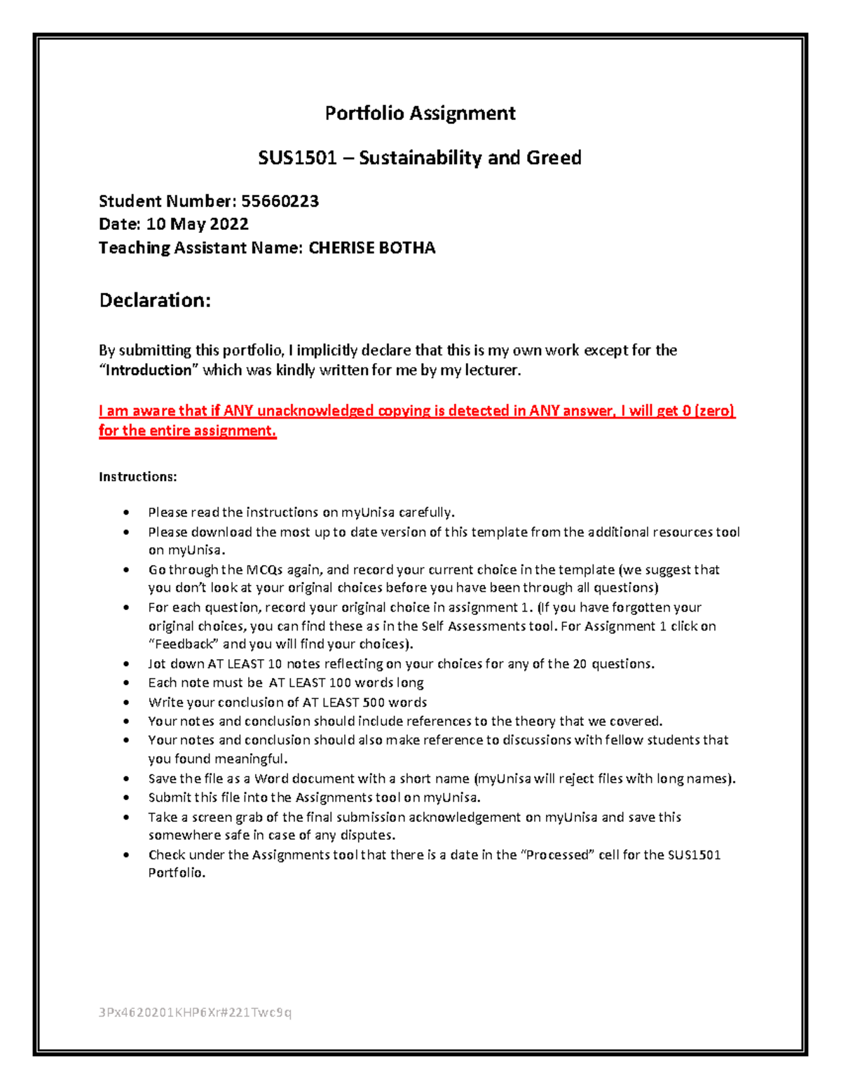 5560223 SUS1501 Portfolio Assignment - Portfolio Assignment SUS1501 ...