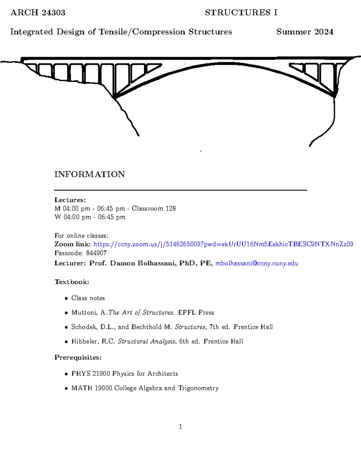 ARCH 24303 | Structures I Syllabus - Summer 2024 Overview - Studocu