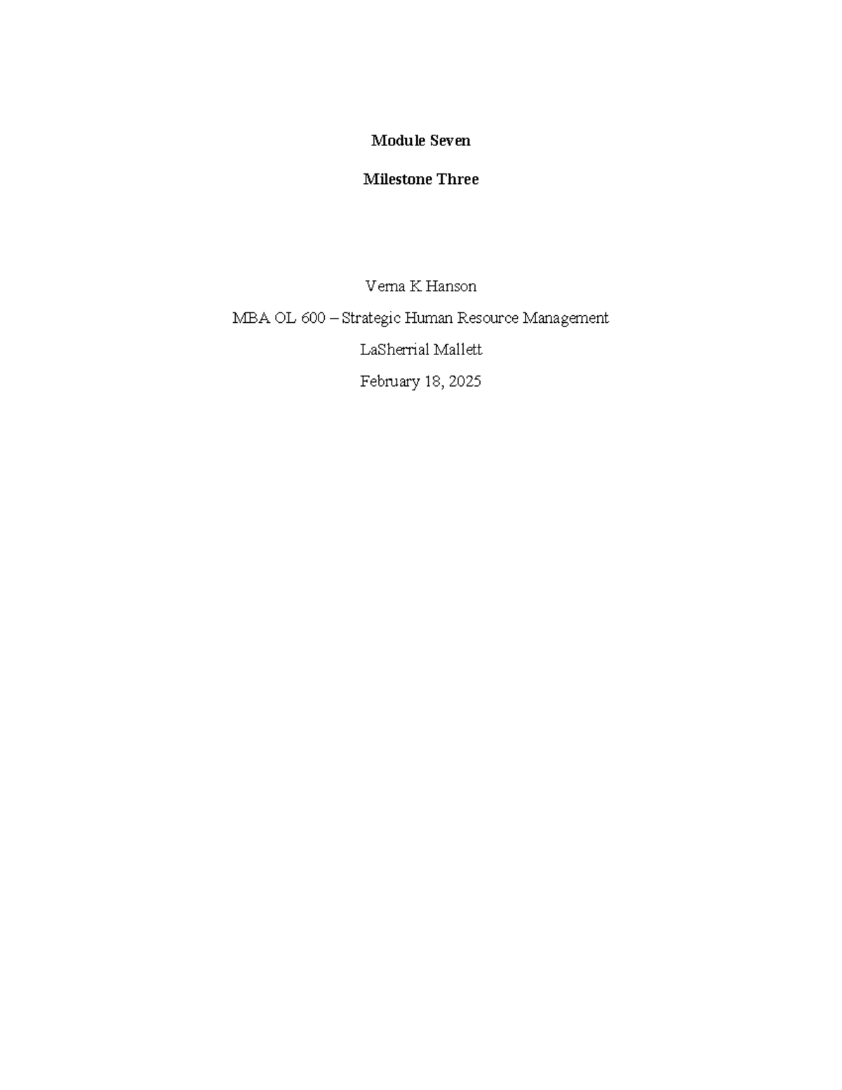 MBA OL 600 - Module 7: Milestone Three on Diversity & Risk Management ...
