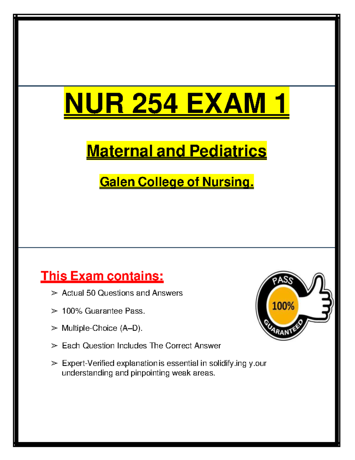 Nur 254 Exam 1 Maternal Pediatric Nursing Study Guide Studocu