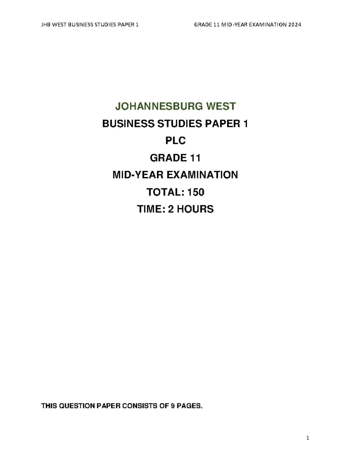 2025 BSTD GR 12 Annual Teaching Plan for Business Studies - Studocu