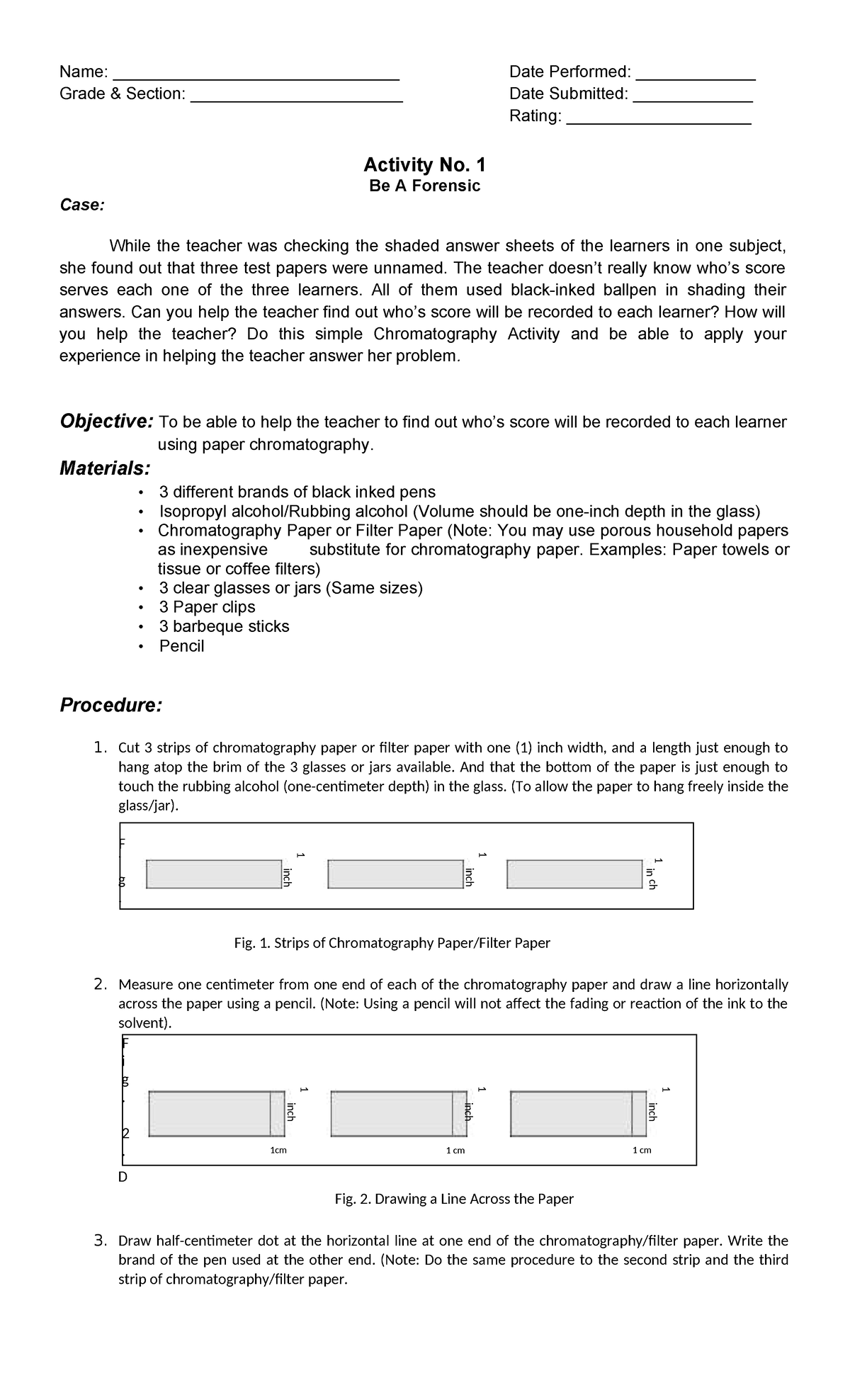 Experiment Paper: Chromatography in Forensic Analysis - Studocu