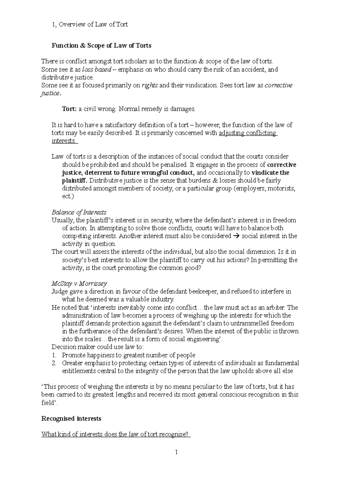 Torts Case Law Summaries: Key Negligence Decisions and Outcomes - Studocu