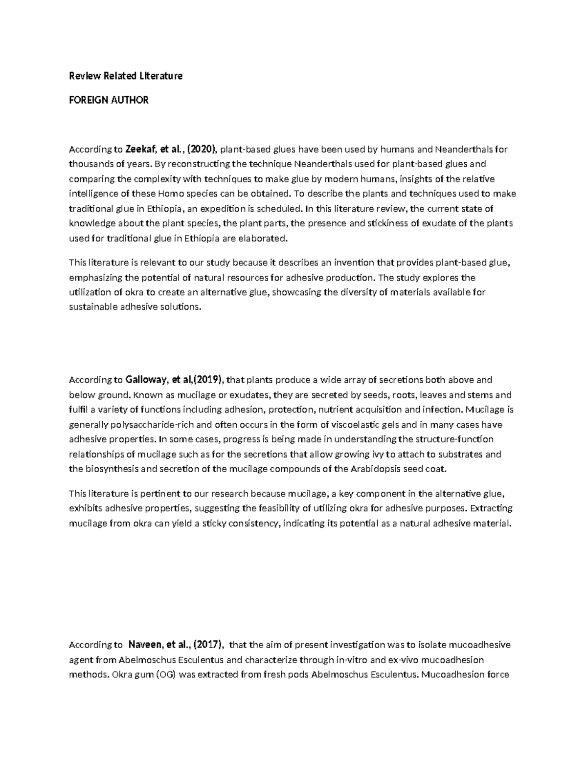 RRL & RRS 10 - Review of Plant-Based Adhesives & Mucilage Properties ...