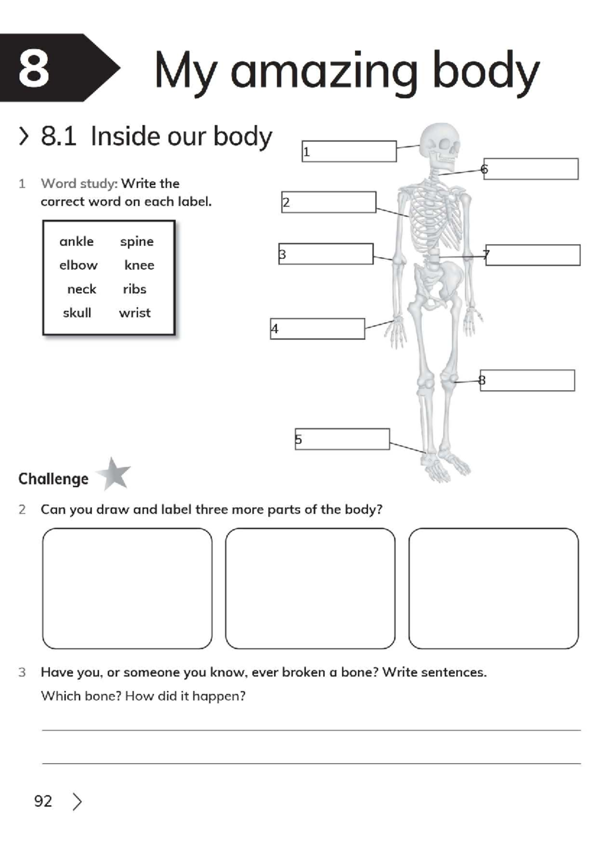 CGE3-UNIT 8: My Amazing Body - Activities and Language Practice - Studocu