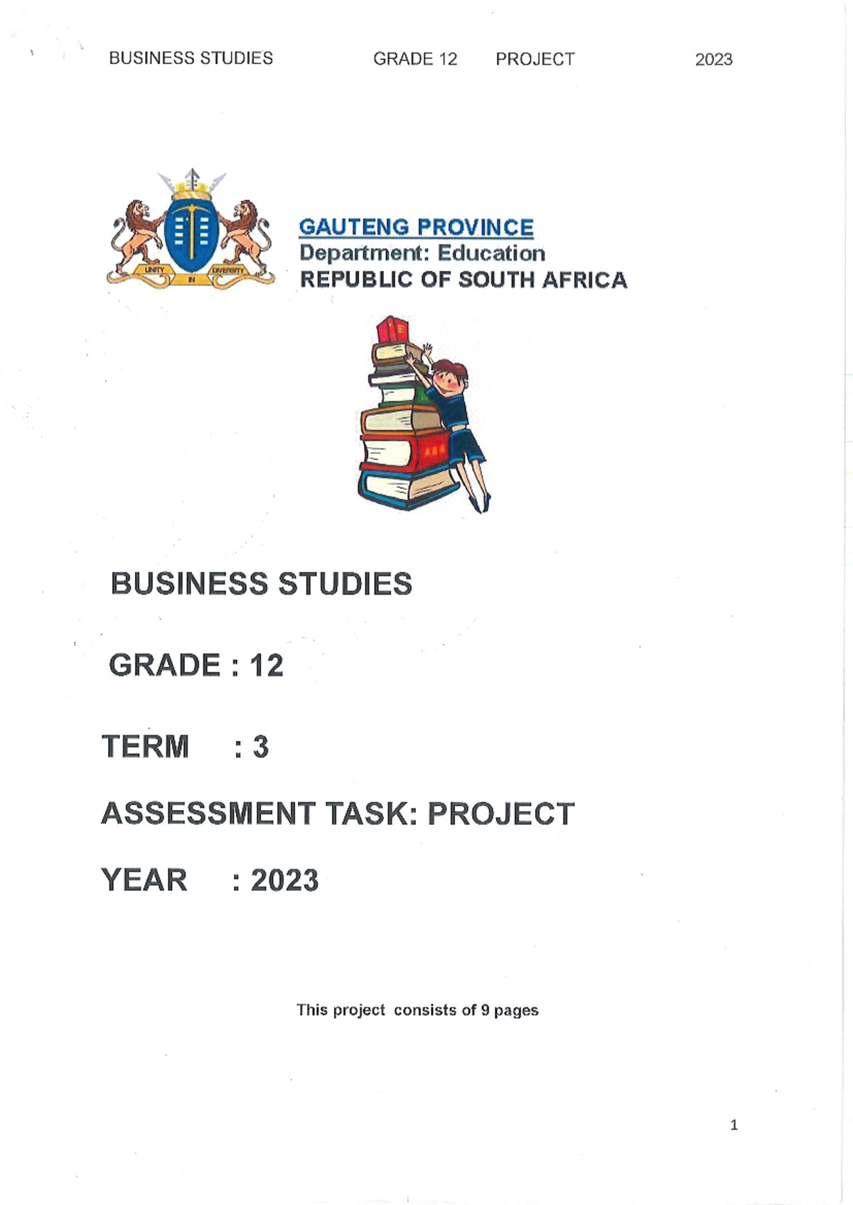 BUSINESS STUDIES GRADE 12 TERM 3 PROJECT MARKING GUIDELINES 2023 - Studocu