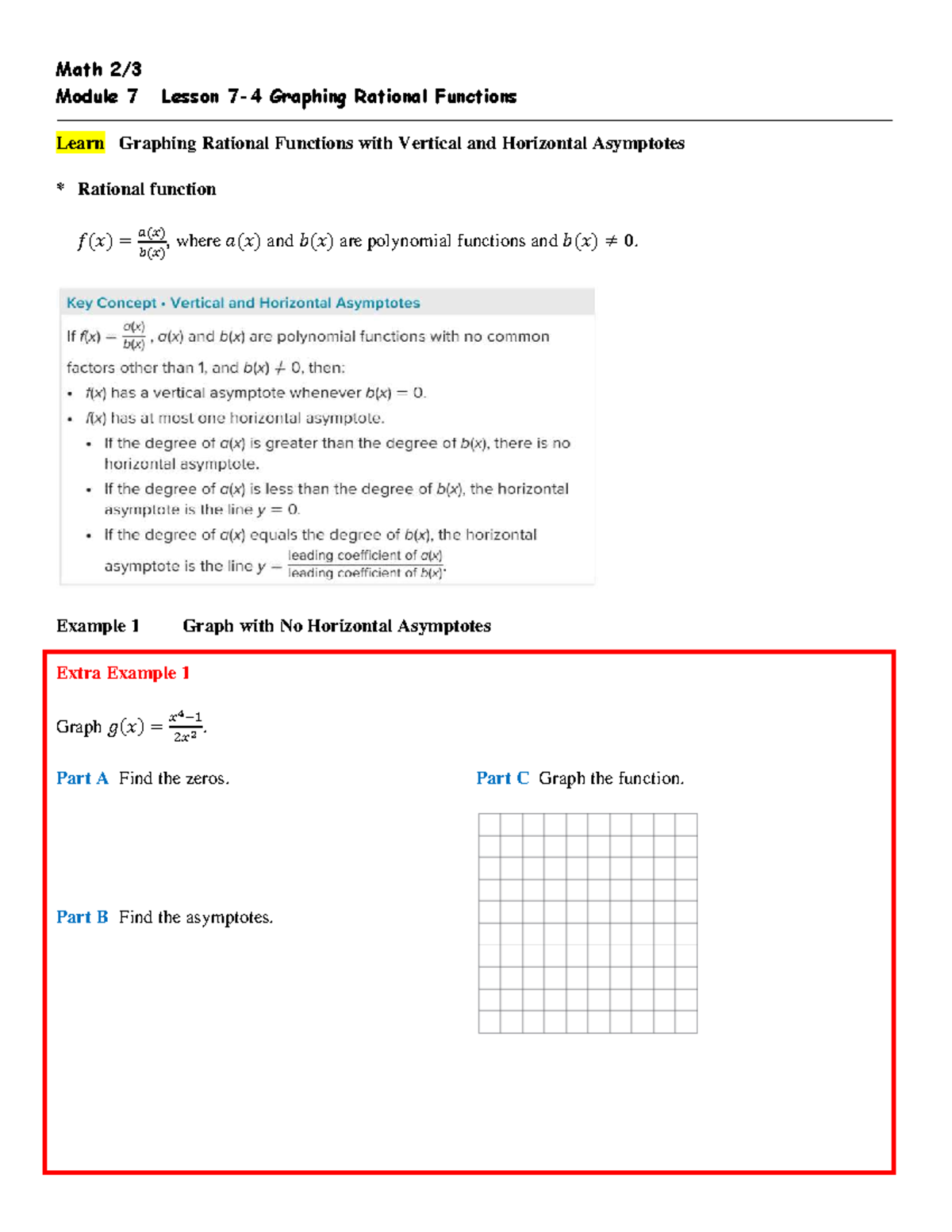 Math 2/3 Final Exam: Graphing Rational Functions with Asymptotes - Math ...
