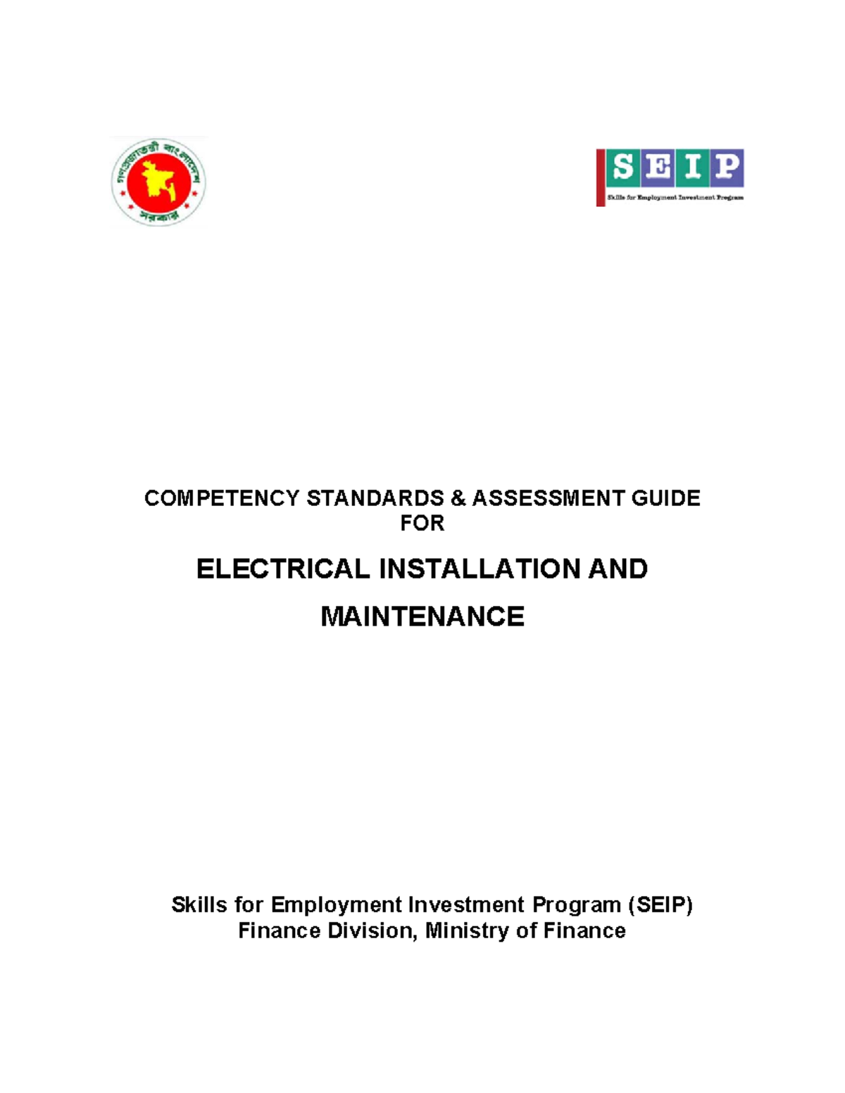 SEIP Competency Standards & Assessment for Electrical Installation and ...