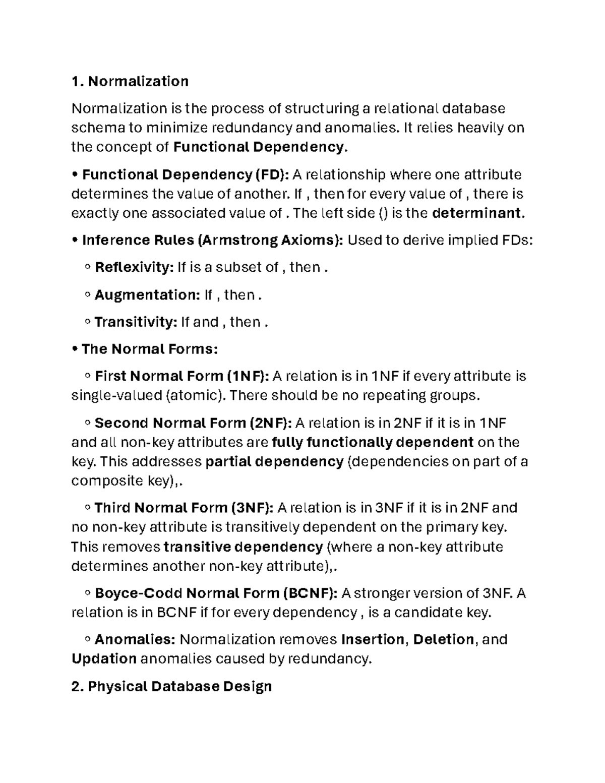 CS403 Final Exam Study Notes: Normalization, SQL, and Transaction ...